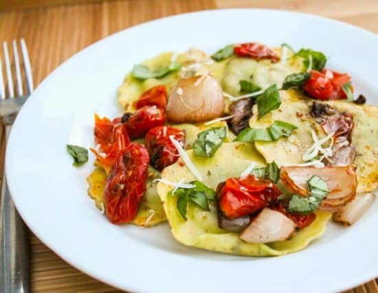 Ravioli with Cherry Tomatoes and Basil - The Food Charlatan