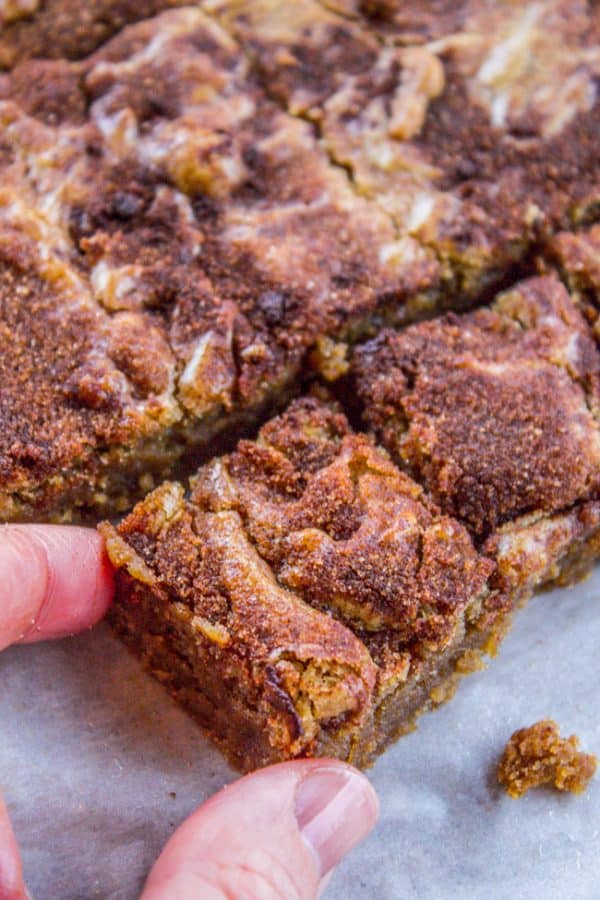 Chewy Brown Sugar Snickerdoodle Blondies - The Food Charlatan
