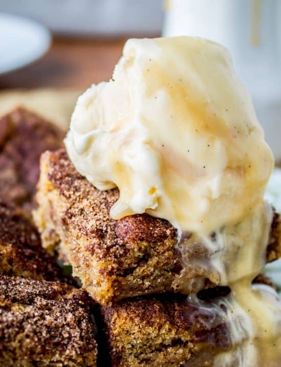 Chewy Brown Sugar Snickerdoodle Blondies - The Food Charlatan