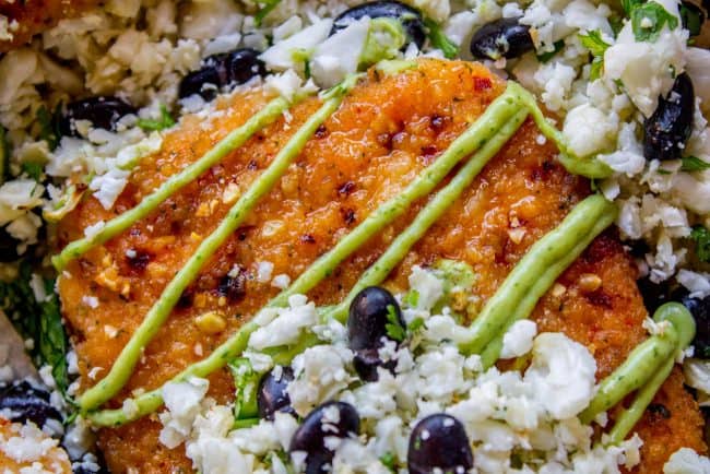 Sheet Pan Honey Chipotle Crusted Salmon with Cauliflower Rice - The ...