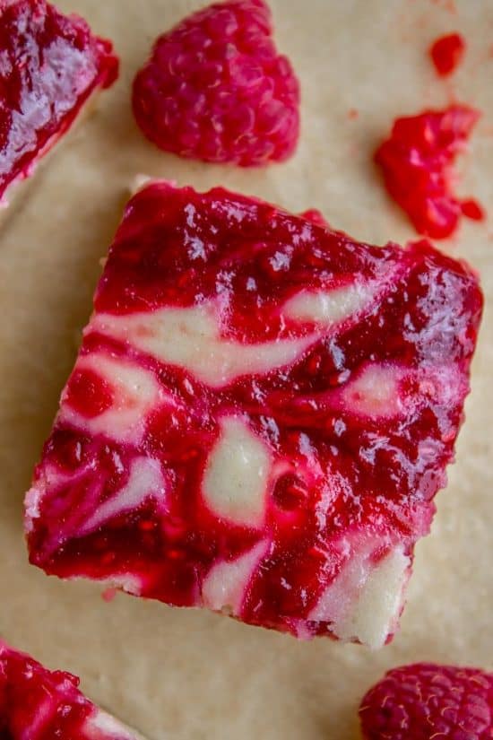 Raspberry Cream Cheese Bars with Shortbread Crust - The Food Charlatan