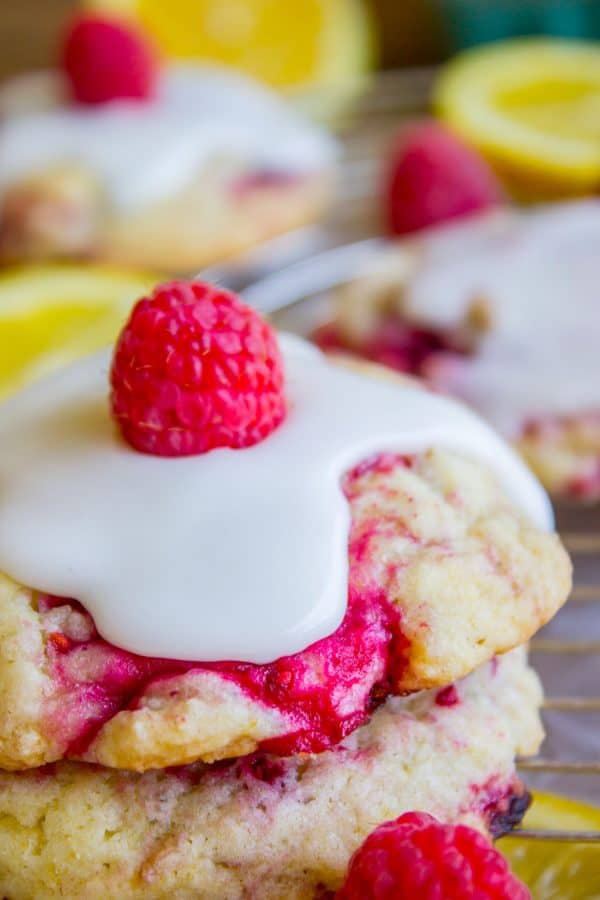 Fresh Raspberry Lemon Cookies with Glaze - The Food Charlatan
