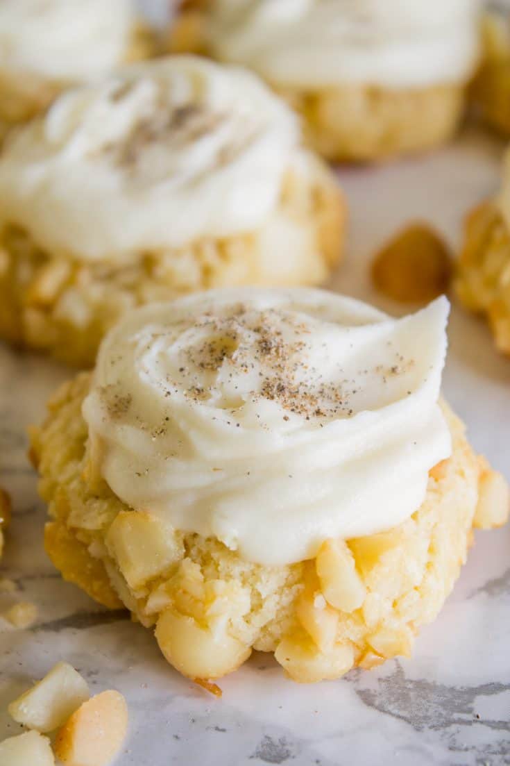 Macadamia Nut Cookies with Cream Cheese Frosting -The Food Charlatan