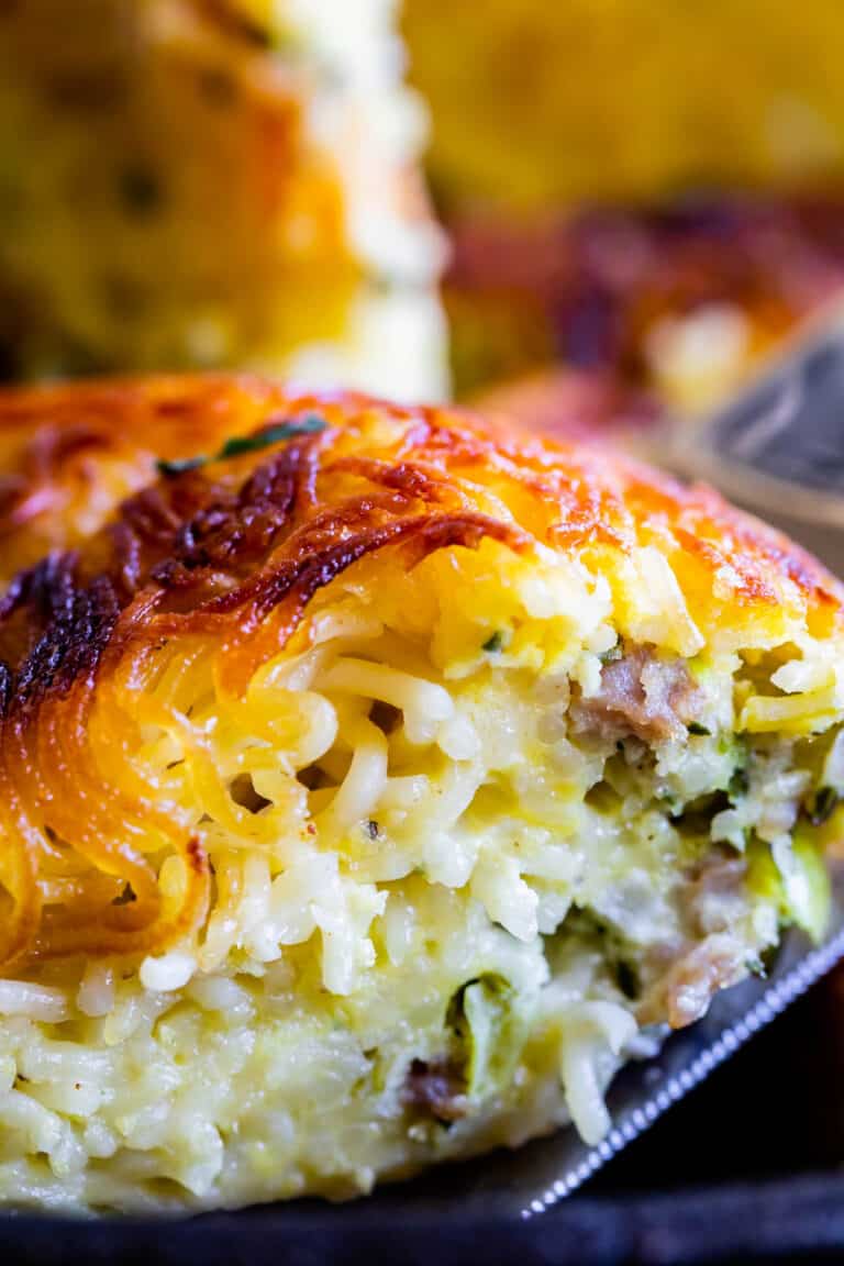 Easy 30-Min Pasta Frittata w/Sausage and Parmesan -The Food Charlatan