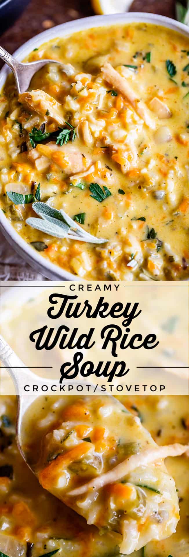 Creamy Turkey Wild Rice Soup (Crockpot/Stovetop) - The Food Charlatan