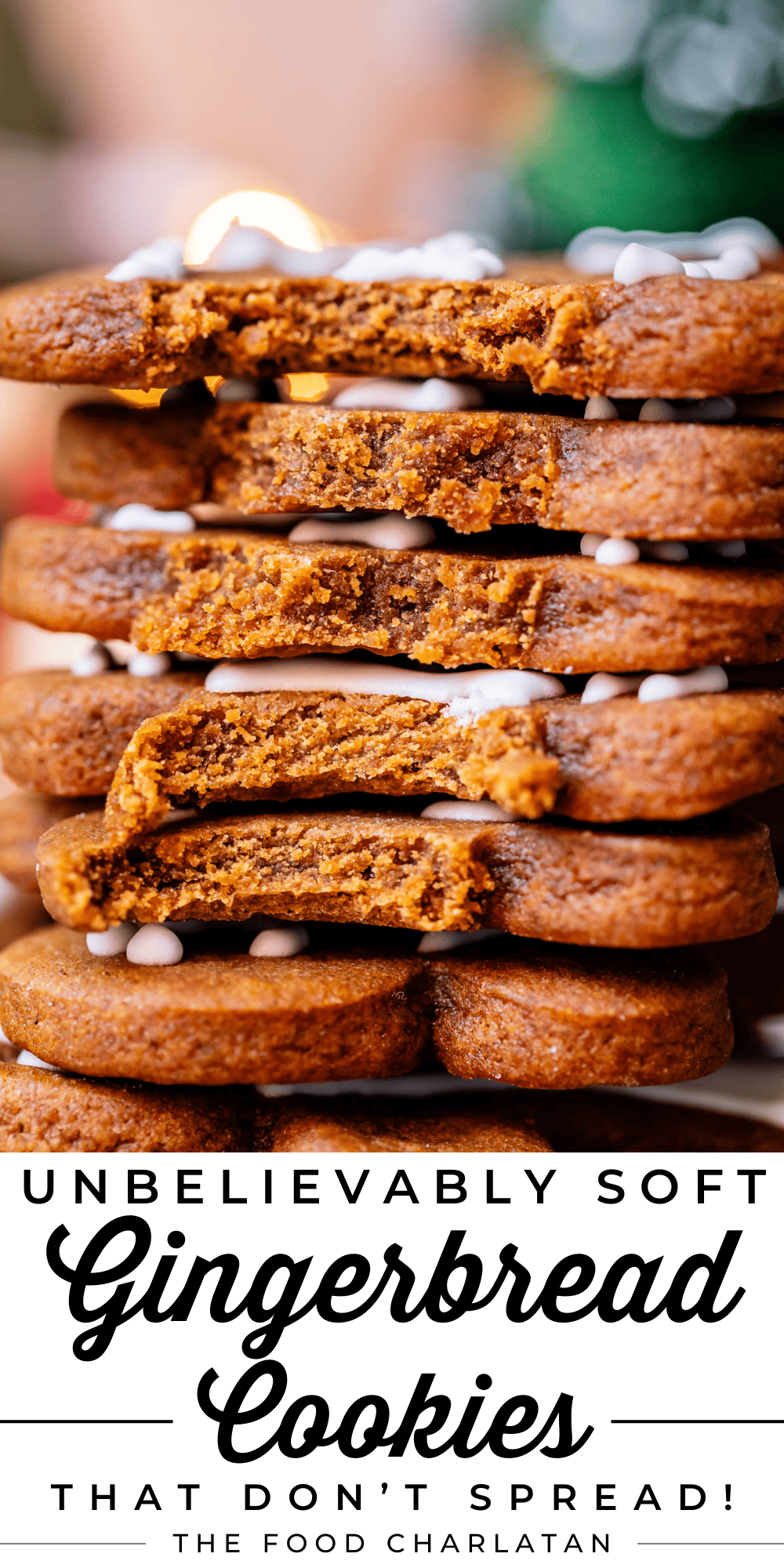 Soft Chewy Gingerbread Cookies (No Spread)-The Food Charlatan