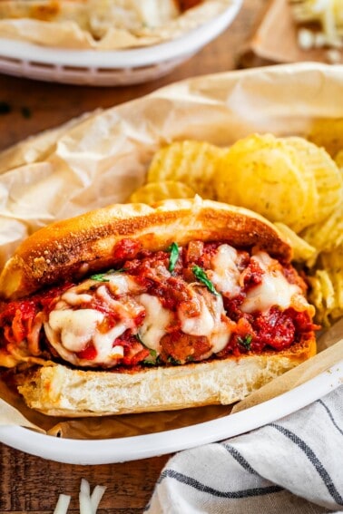 The BEST Cheesy Meatball Sub Recipe! - The Food Charlatan