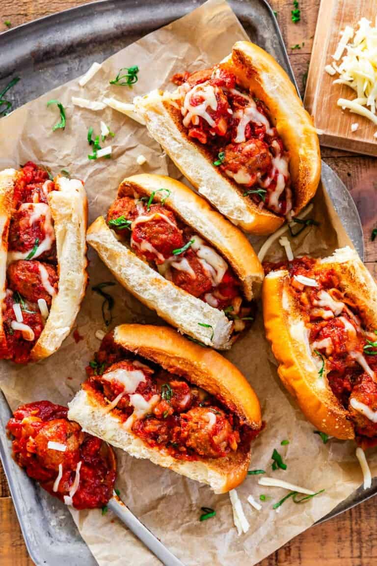 The BEST Cheesy Meatball Sub Recipe! - The Food Charlatan