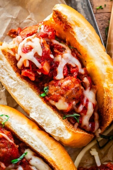 The BEST Cheesy Meatball Sub Recipe! - The Food Charlatan