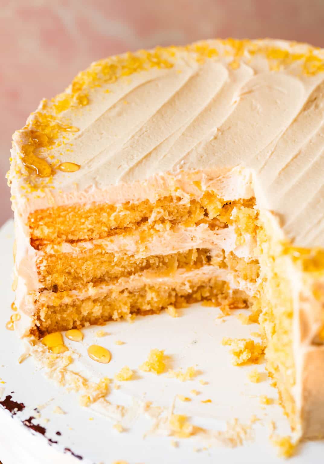 Cornbread Cake with Honey Frosting - The Food Charlatan