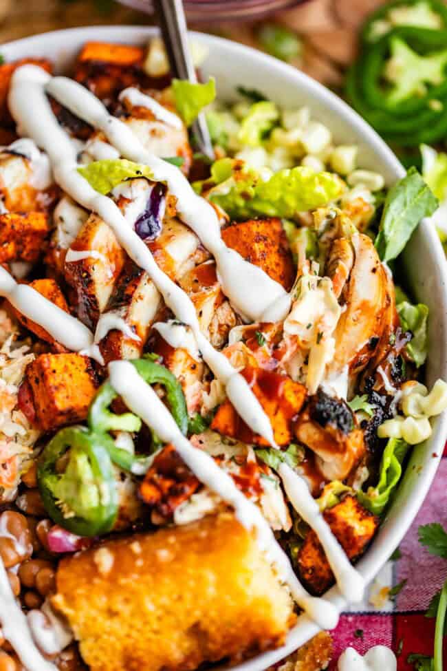 BBQ Chicken Bowls (EASY summer dinner) - The Food Charlatan